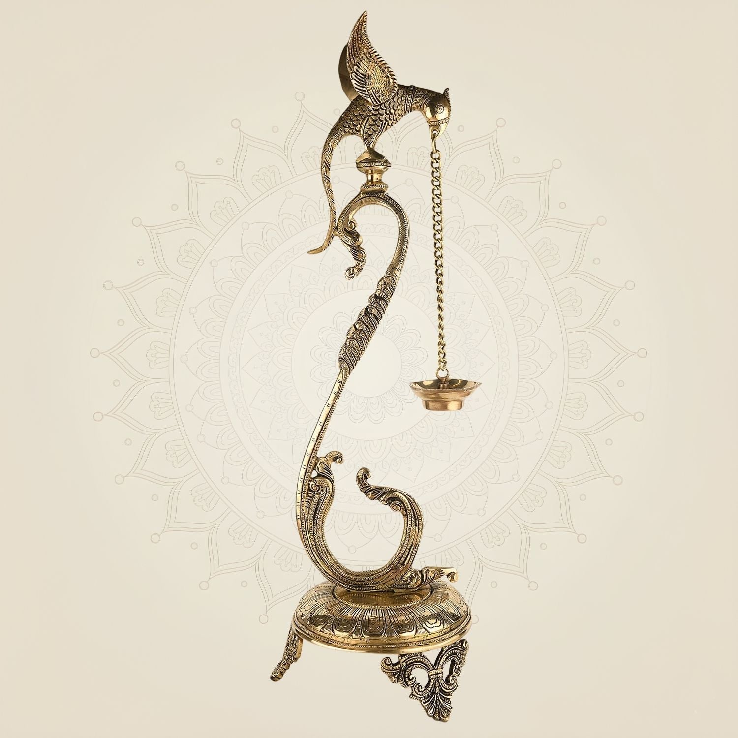 Brass Parrot Diya Stand : Hanging Deepak for Puja & Festive Decor ...